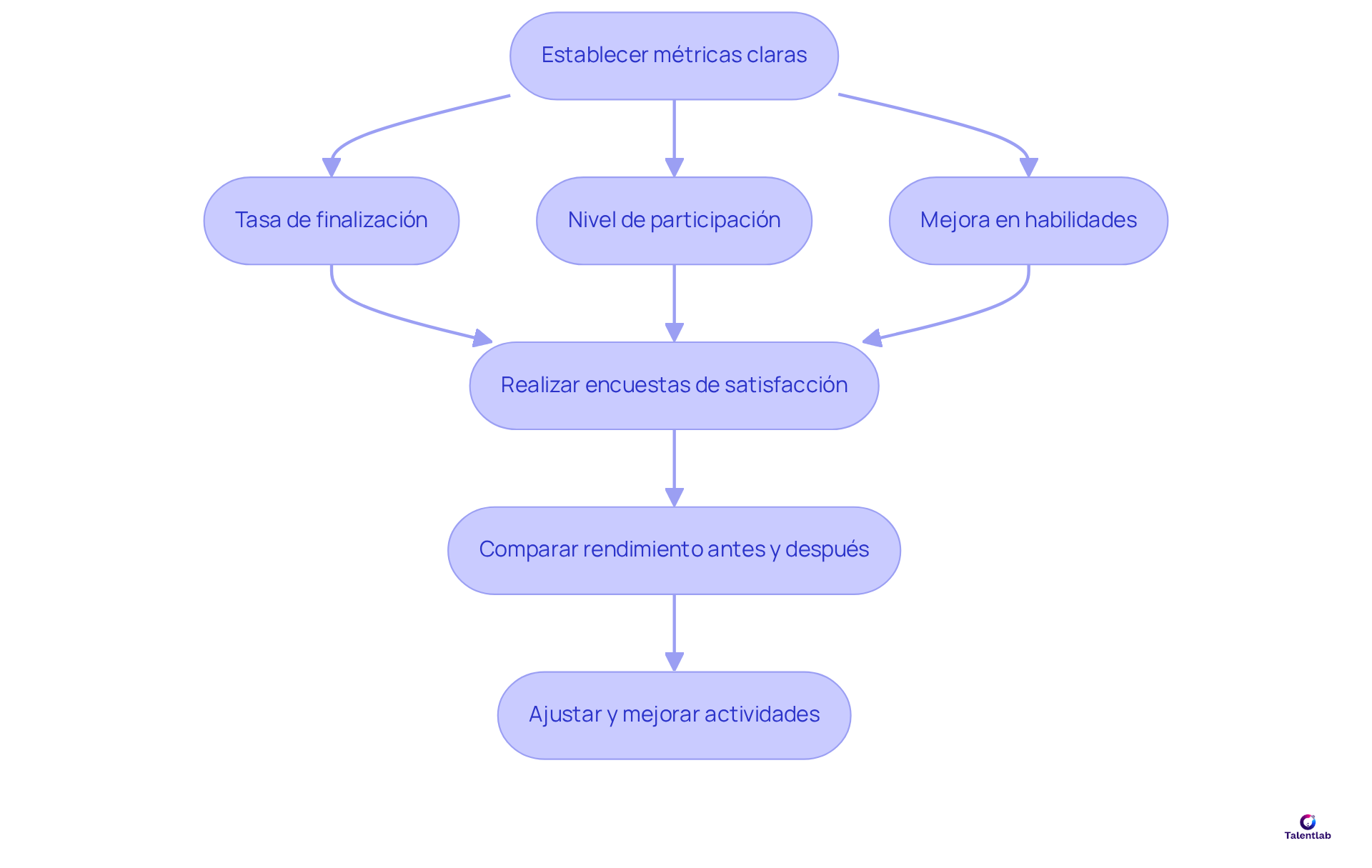Cada cuadro representa un paso en el proceso de evaluación. Sigue las flechas para entender cómo cada etapa se conecta y contribuye a la evaluación general.