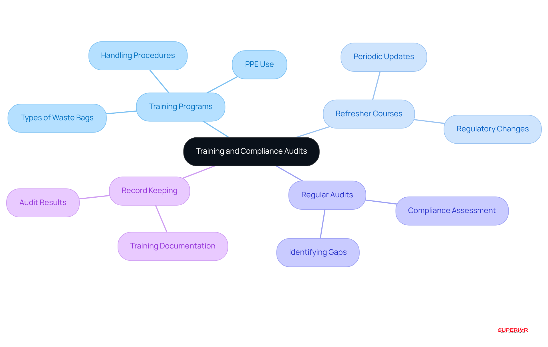 The center represents the main focus on training and compliance. Each branch shows a key area of action, with further details on what each entails. This helps you understand how each part contributes to overall safety and compliance.