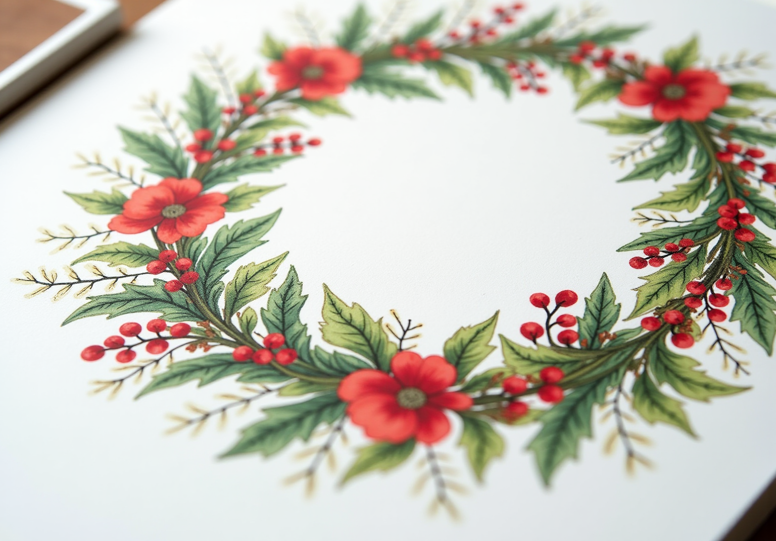 Hand-Drawn Botanical Wreath for Holiday Decor Hand-Drawn Botanical Wreath for Holiday Decor